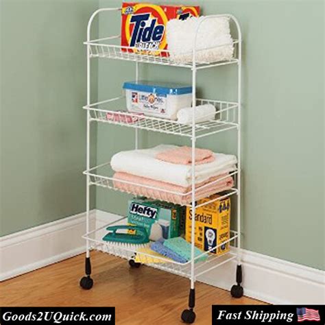 Mainstays Shelf Steel Wire File Cart With Caster Wheels White