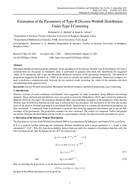 Pdf Estimation Of The Parameters Of Type Ii Discrete Weibull