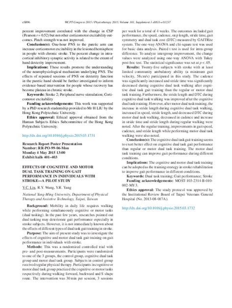 Pdf Effects Of Cognitive And Motor Dual Task Training On Gait Performance In Individuals With