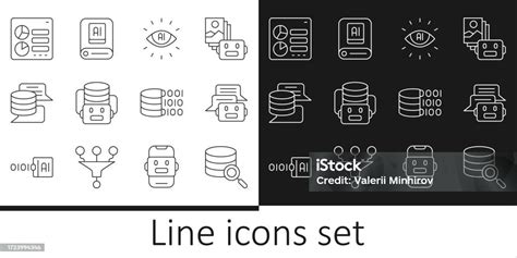 라인 서버 챗봇 인공 지능 Ai 로봇 데이터 컴퓨터 Api 인터페이스 바이너리 코드 및 아이콘을 설정합니다 벡터 가공의 인물에 대한 스톡 벡터 아트 및 기타 이미지 Istock