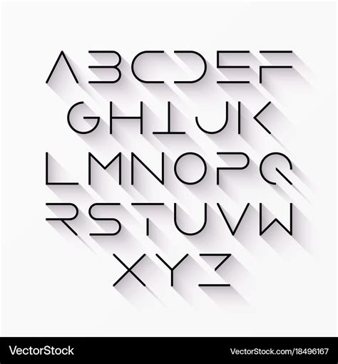 Thin Line Style Linear Uppercase Modern Font Vector Image