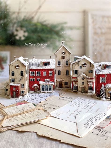 Новогодняя композиция Накануне Рождества домики дрифтвуд