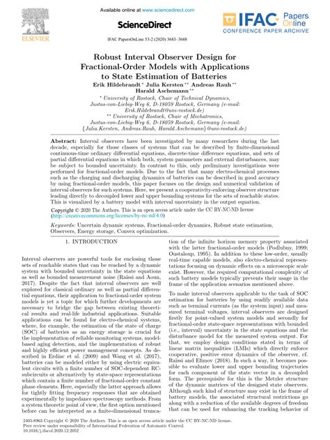 Pdf Robust Interval Observer Design For Fractional Order Models With