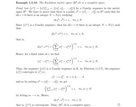 Solved Example The Euclidean Metric Space Rt D Is Chegg