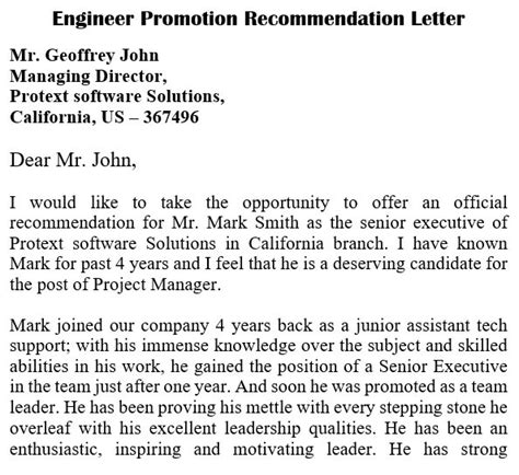 Printable Promotion Recommendation Letters Samples And Examples