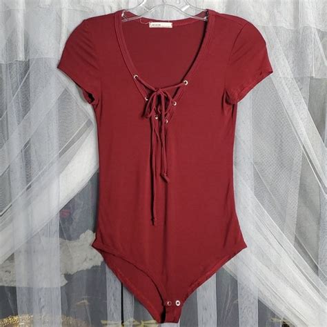 Love Culture Tops Shortsleeve Laceup Bodysuit From Love Culture Sm