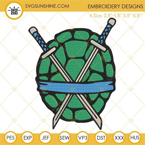 Teenage Mutant Ninja Turtles Leonardo Shell Embroidery Designs Tmnt Blue Embroidery Files