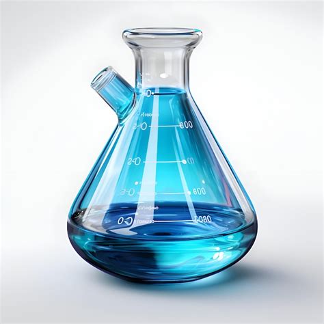 Premium Photo Laboratory Glassware With Blue Liquid On White