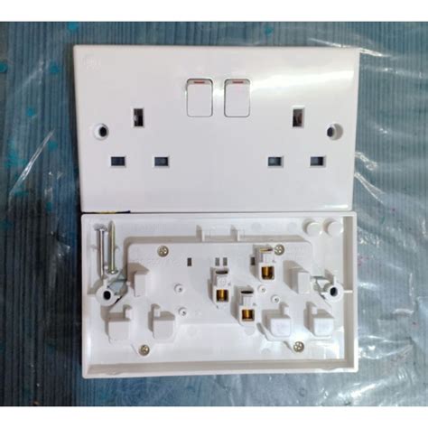 [ready Stock] Pdl 2x13a Switch Socket Outlet 1562 Pdl 2 Gang 13a S Socket With Neon