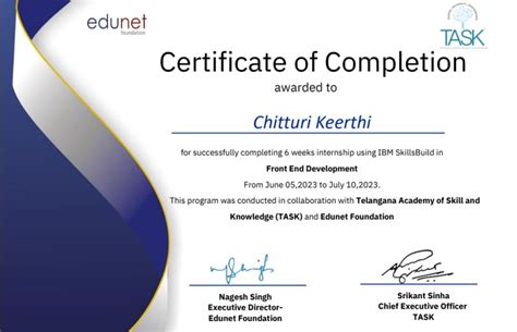 Completed Internship With Ibm Skillsbuild Chitturi Keerthi Posted On The Topic Linkedin