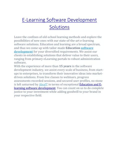 Ppt E Learning Software Development Solutions Powerpoint Presentation