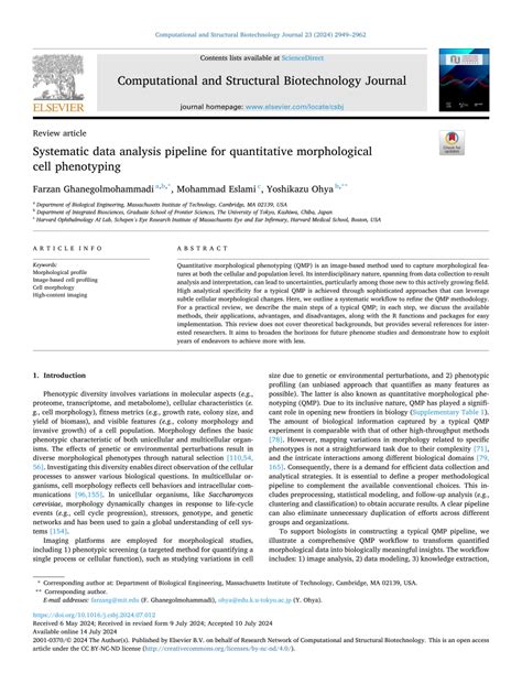 Pdf Systematic Data Analysis Pipeline For Quantitative Morphological