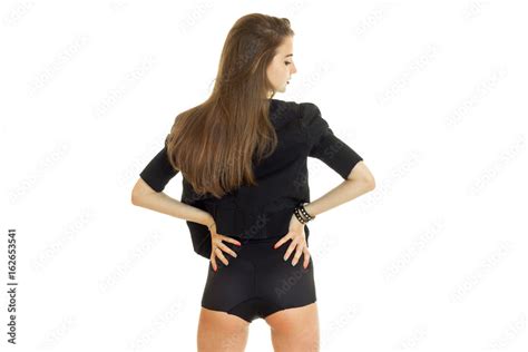 Young Beautiful Girl In Jacket And Panties With Sexy Round Ass Stock