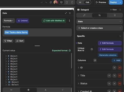 Data Grid Possible To Sort Columns By Backend How Do I Weweb
