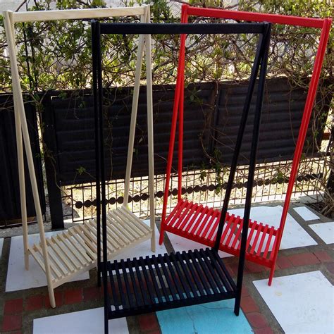 Рейл для одягу стійка вішалка на одну поличку Woodelegant