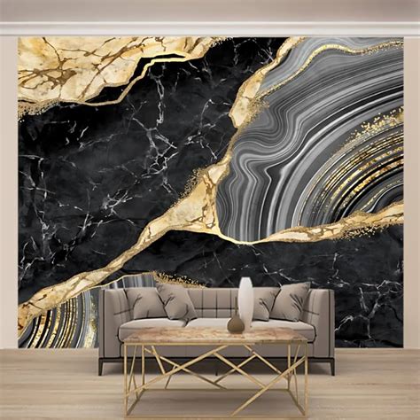 Black And Gold Wallpaper Living Room