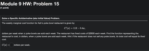 Solved Module 9 ﻿hw Problem 151 ﻿pointsolve A Specific