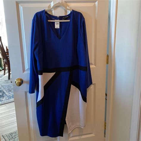Ashley Stewart Dresses Ashley Stewarts Womans Royal Bluewhiteblack