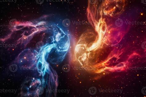 Colorful Clumps Of Energy Particles In Space Abstract Galaxy Background Generative Ai