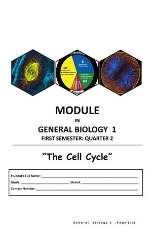 CELL Theory Module General Biology Earth Science Grade Quarter Module Cell