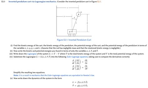 solved figure e2 1 inverted pendulum cart i find the