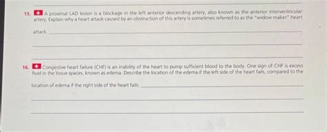 Solved 15 A Proximal Lad Lesion Is A Blockage In The Left