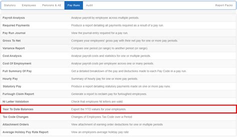 Year To Date Balances