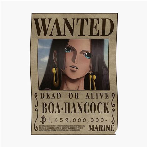 One Piece Boa Hancock Wanted Pirate Empress Bounty Poster Poster For Sale By One Piece Bounty