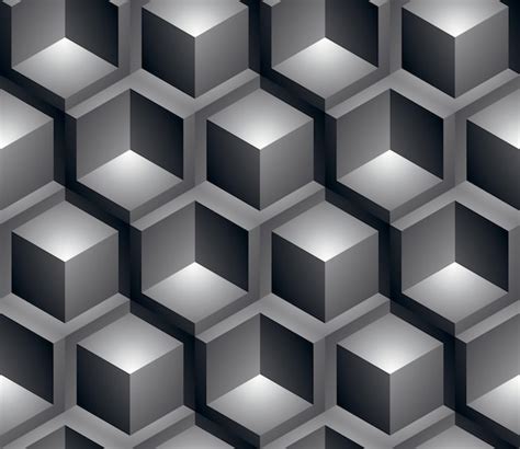 Premium Vector Monochrome Illusive Abstract Geometric Seamless Pattern With 3d Cubes Vector