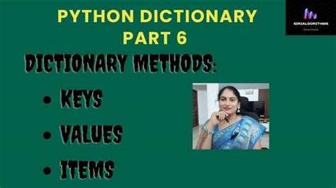 Python Dictionary Part6 Methods Sirialgorithms Sireesha