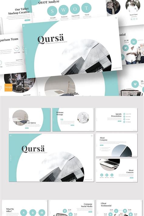 Blue And White Google Slides Template Circular Design Google Slides Template Presentation