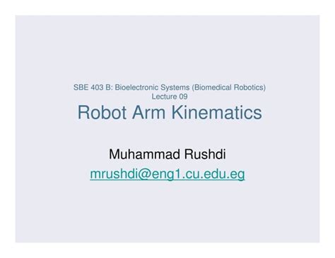 robot arm kinematics pdf robotics technology and computing