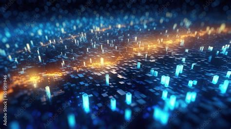 Abstract Tech Background With Interconnected Cyber Cells Quantum Computing Network System And