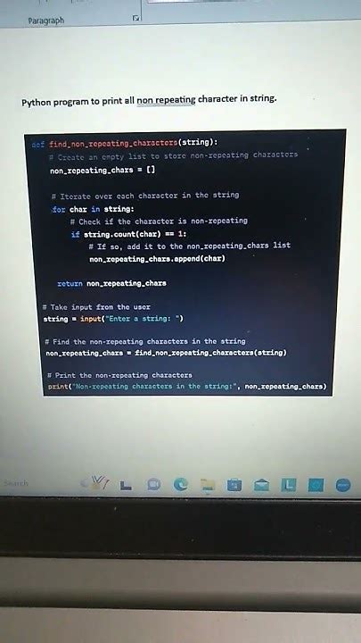 Python Program To Print All Non Repeating Characters In String Youtube