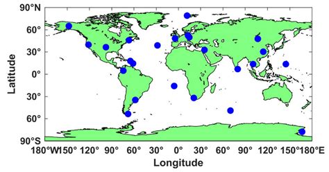 Geographical Distribution Of The 24 Selected Mgex Stations Download