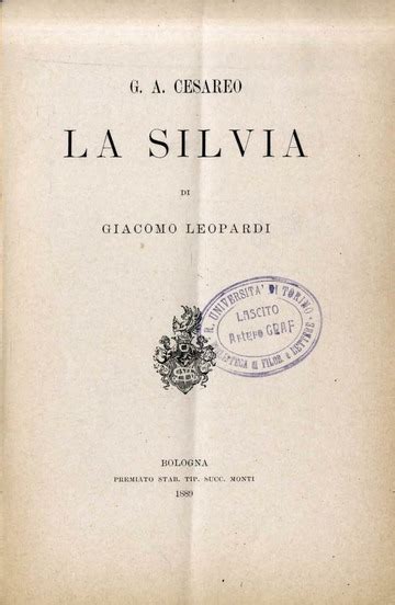 La Silvia Di Giacomo Leopardi Cesareo Giovanni Alfredo Free