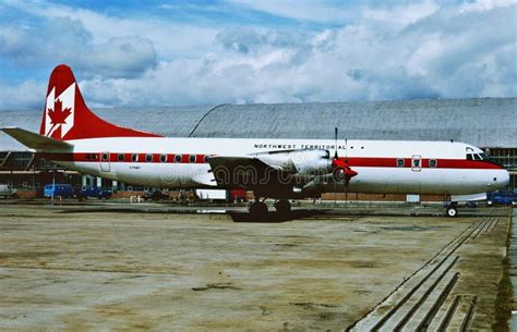 Northwest Territoral Lockheed L 188a Electra C Fnwy Cn 1036 Taken In Seotember 1981 Editorial