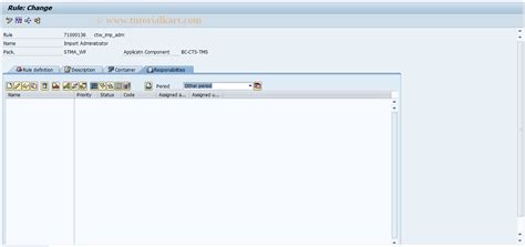 CTW PFAC IMP ADM SAP Tcode Maintain Responsibilities