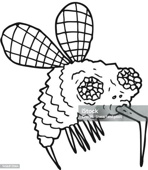 Freehand Drawn Black And White Cartoon Fly Stock Illustration