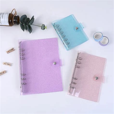 Glitter A6 Clear 6 Rings Binder Cover Spiral Notebook Cover Planner