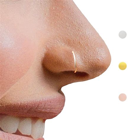 Small Gold Nose Ring Hoop For Women Tiny Thin 14k Gold Filled Nose