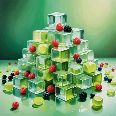 Stacks Of Colored Cubes And Circles Resemble Ice Cubes Green Tea And
