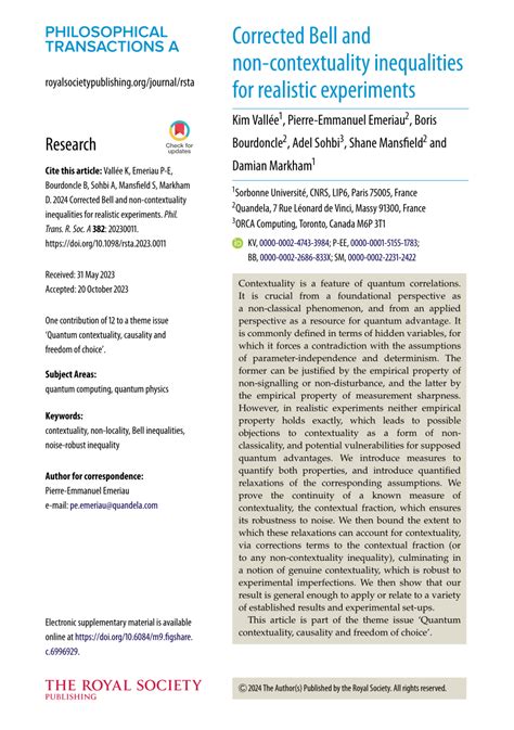 Corrected Bell And Non Contextuality Inequalities For Realistic Experiments Request Pdf