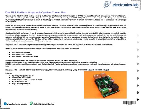 Dual USB HostHub Output With Constant Current Limit Electronics Lab