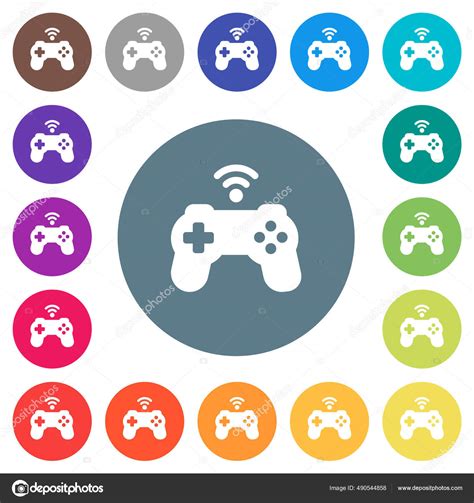 Wireless Game Controller Flat White Icons Color Backgrounds Background Color Stock Vector By