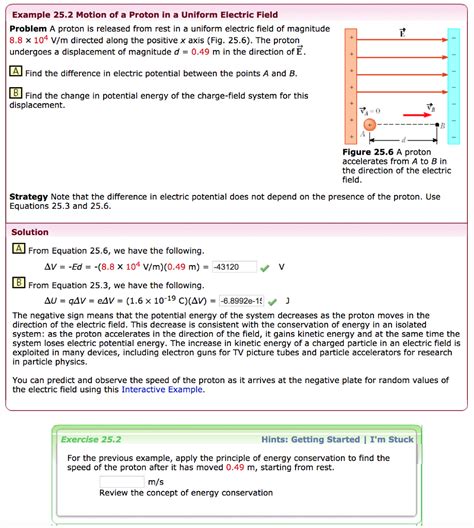 solved example 25 2 motion of a proton in a uniform electric