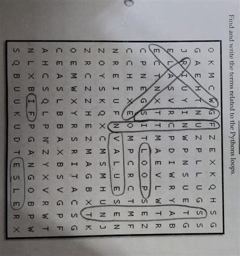 Exercise Find And Write The Terms Related To The Pythons Loops Please