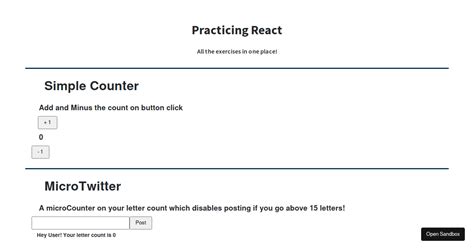 React Practice Exercise Codesandbox React Practice Exercise Codesandbox
