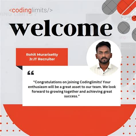 Welcome Newteammember Itrecruiter Codinglimits Nellore Teamgrowth