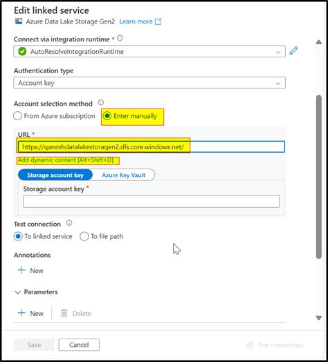 linked serice parameterization for azure synapse microsoft qanda
